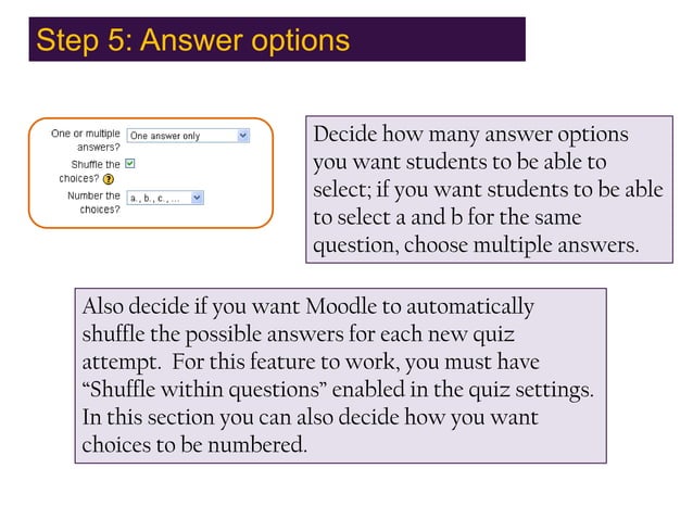 Moodle multiple choice quiz question | PPT