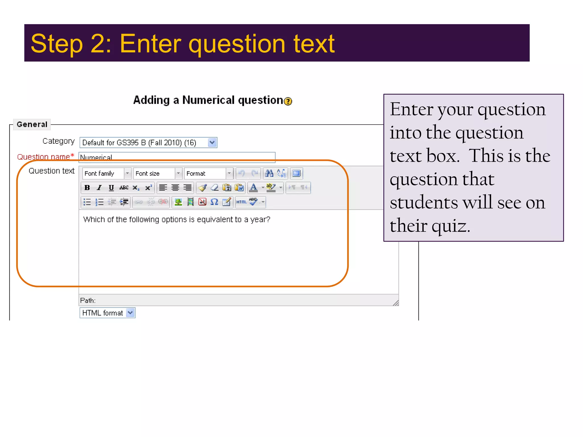 Moodle numerical quiz question | PPTX
