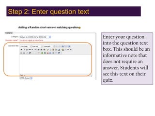 Moodle random short answer matching quiz question | PPTX
