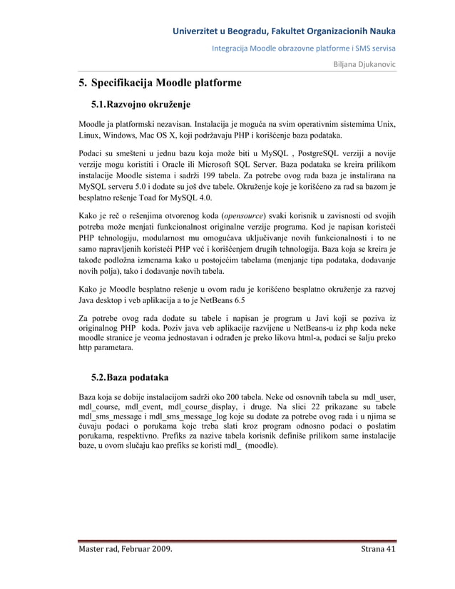 Integracija Moodle sms master rad FON | PDF