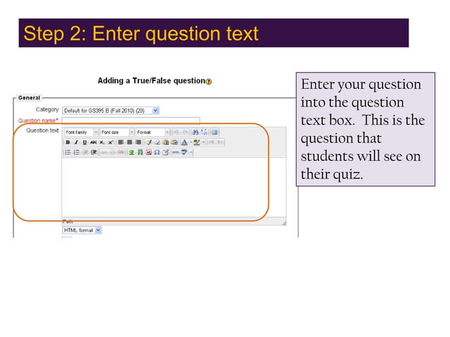 Moodle true/false quiz question | PPT