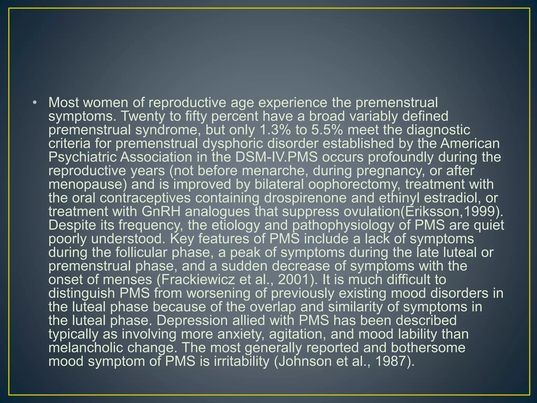 Mood swings premenstrual syndrome | PPTX