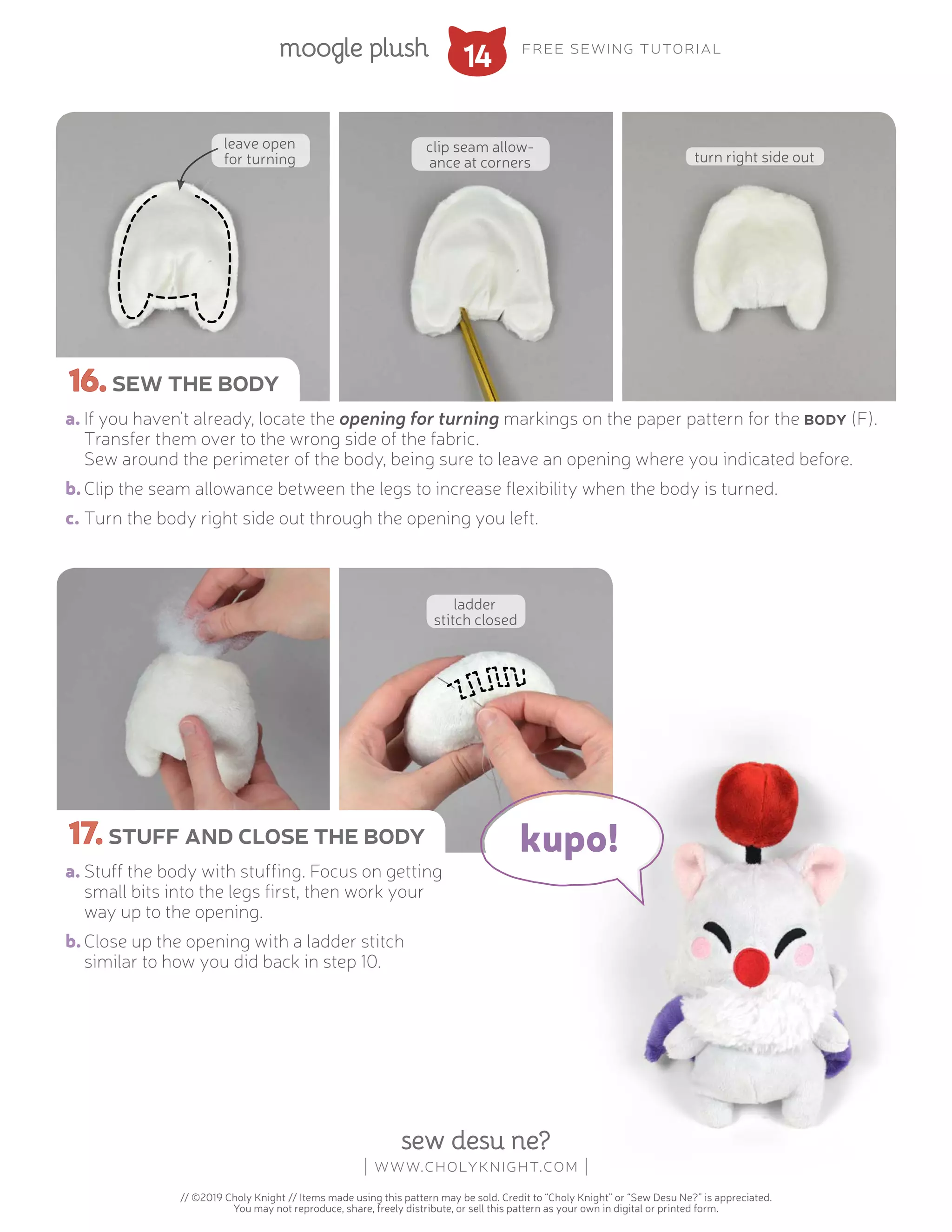 Moogle plush-sewing-pattern | PDF