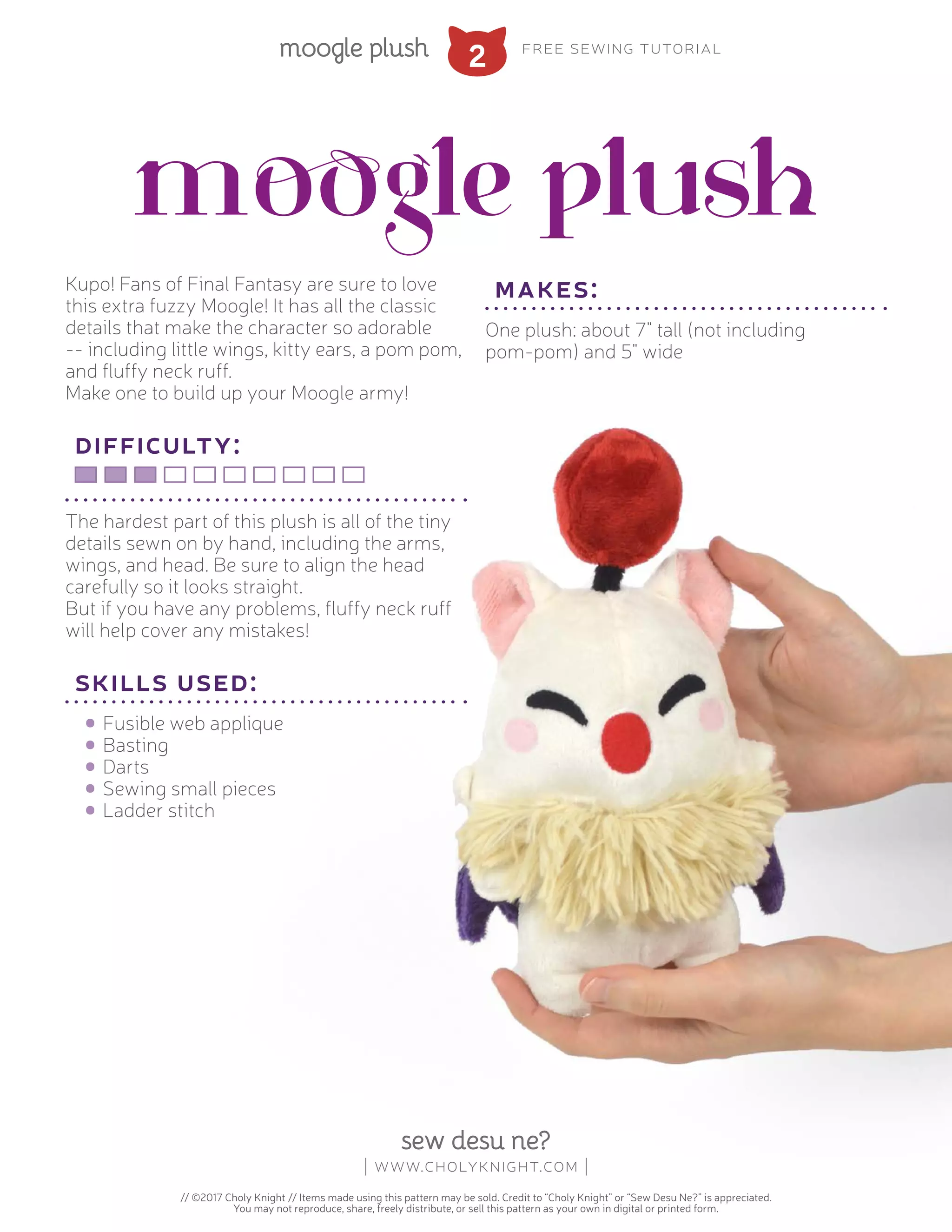 Moogle plush-sewing-pattern | PDF