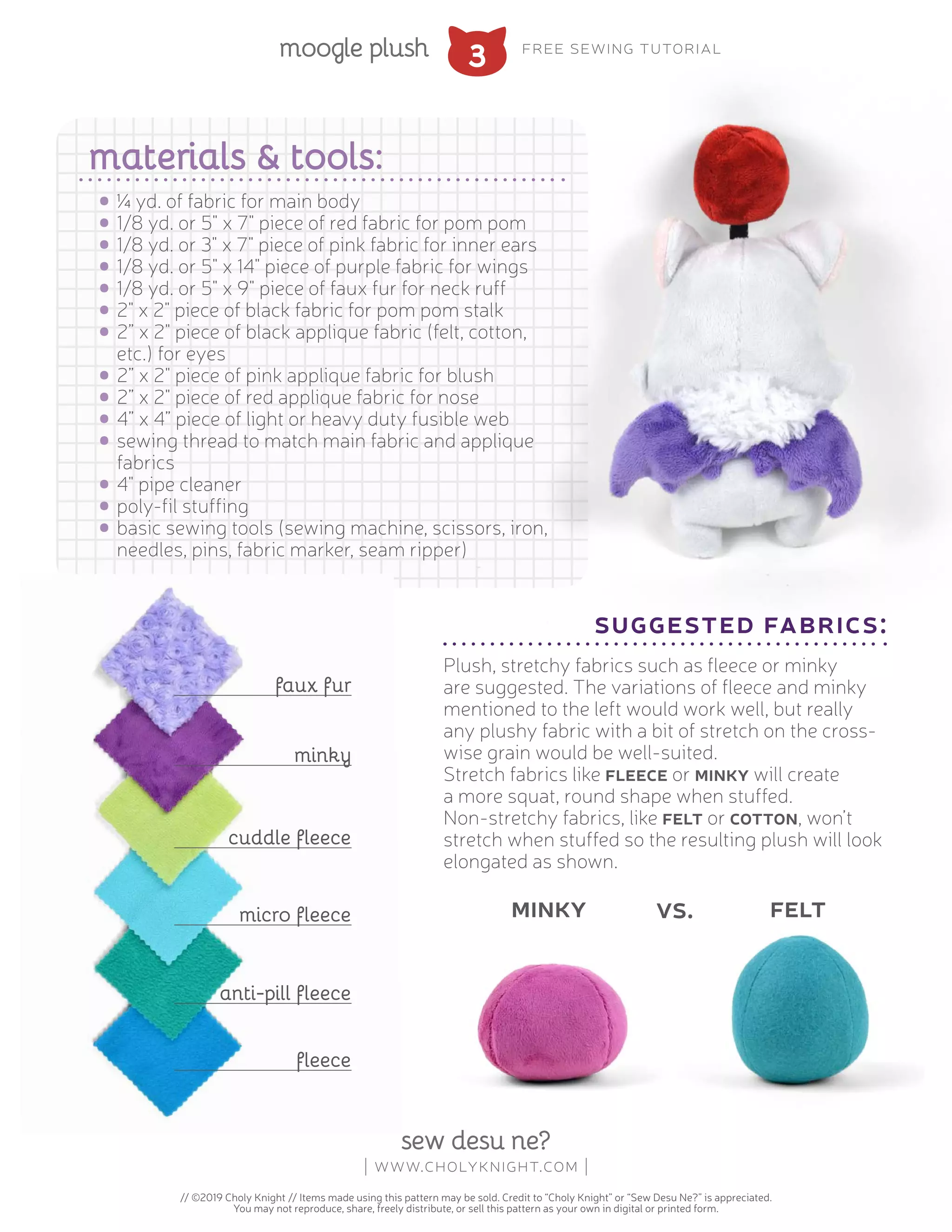 Moogle plush-sewing-pattern | PDF