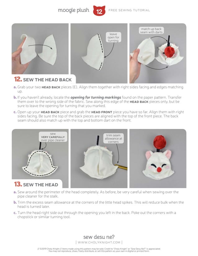 Moogle plush-sewing-pattern | PDF