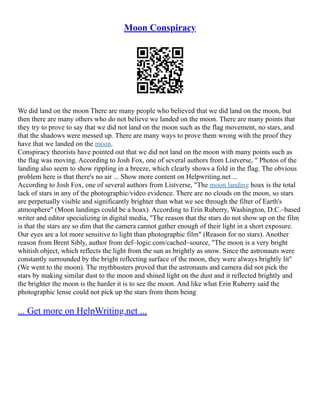 Mythbusters Moon Landing Worksheet