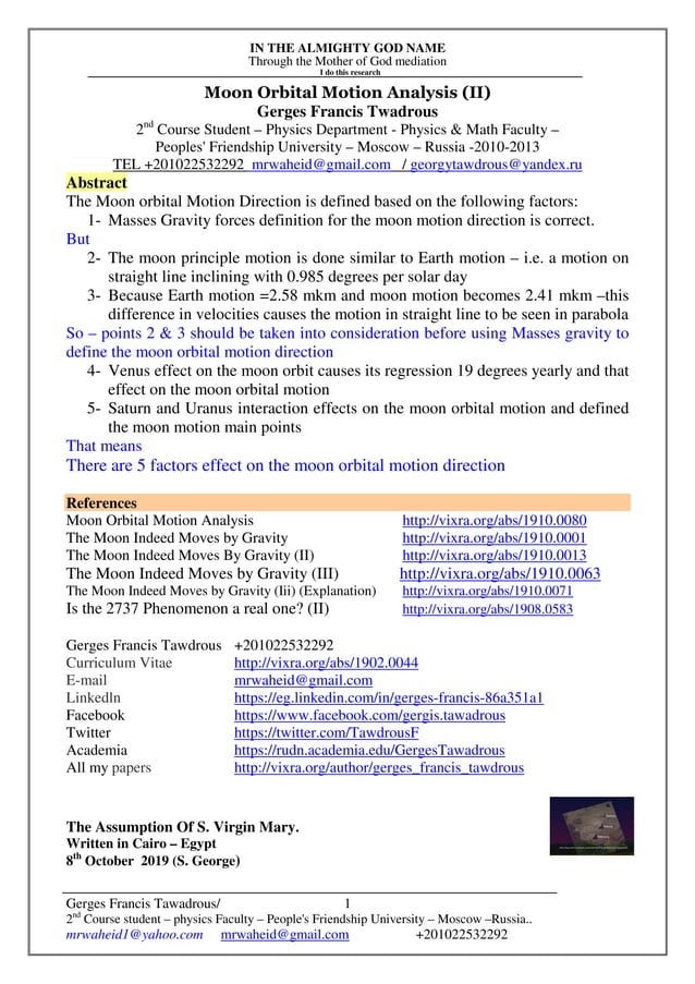 Moon Orbital Motion Analysis (II) | PDF