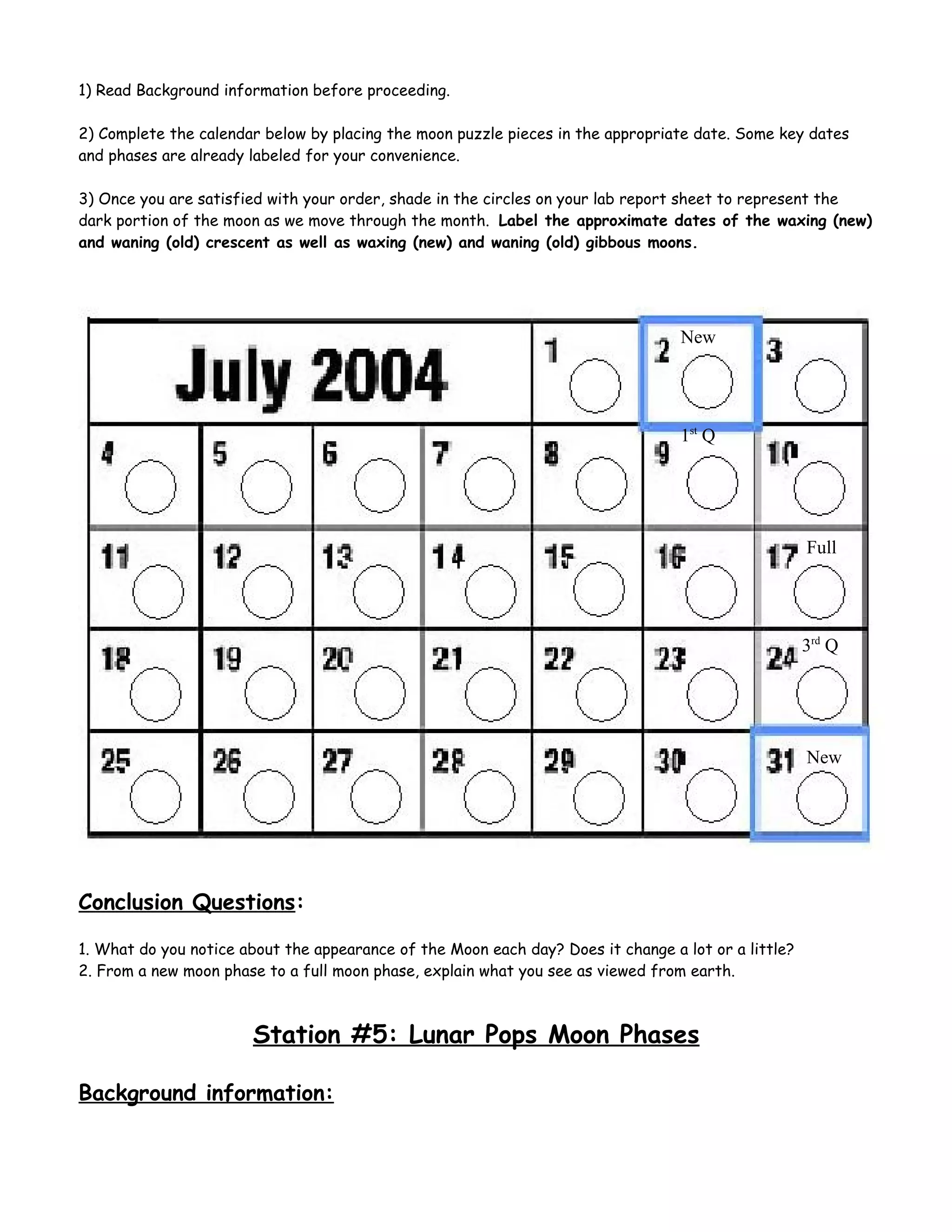 Moon Phases Stations Lab | PPT