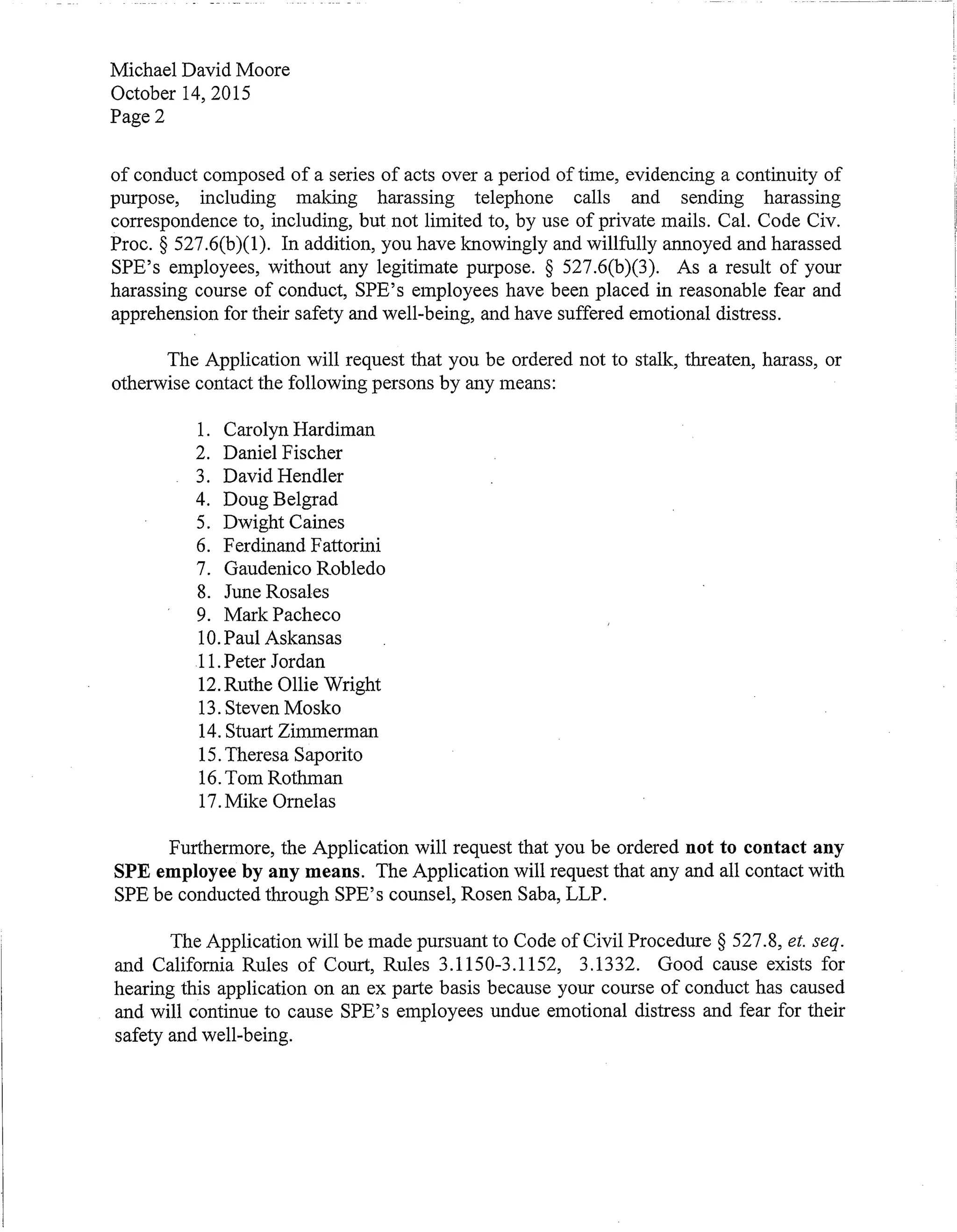 ROSEN SABA, LLP., EX PARTE APPLICATION FOR RESTRAINING ORDER | PDF
