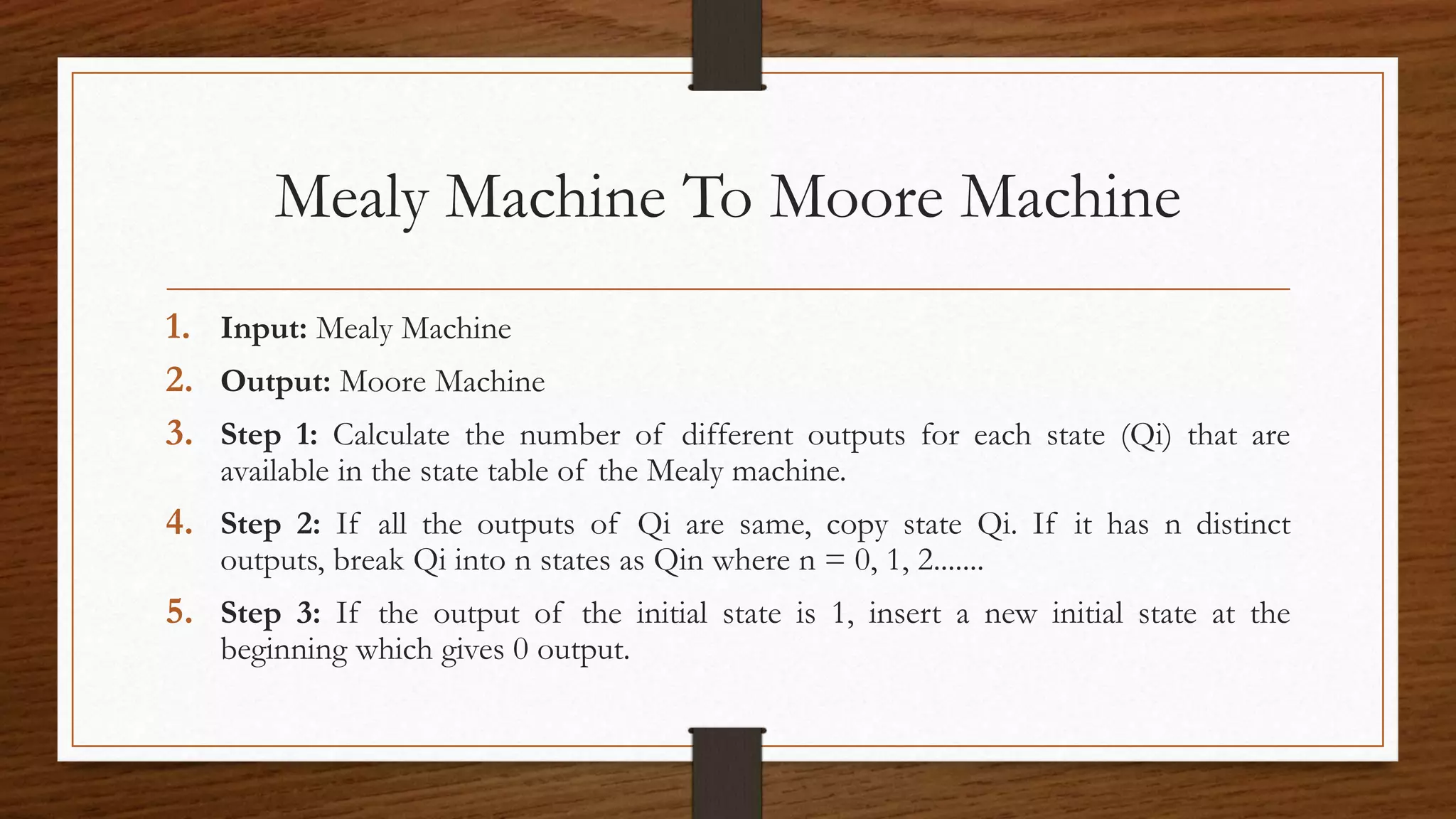 Moore and mealy machine | PPTX
