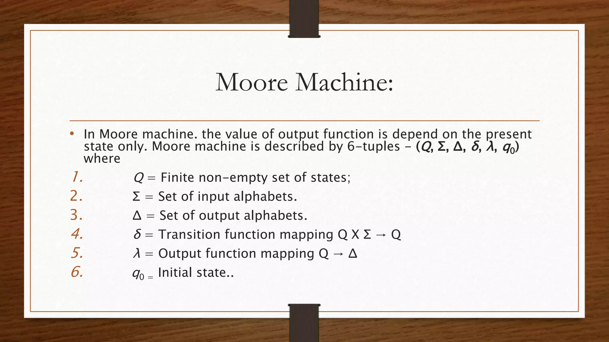 Moore and mealy machine | PPTX