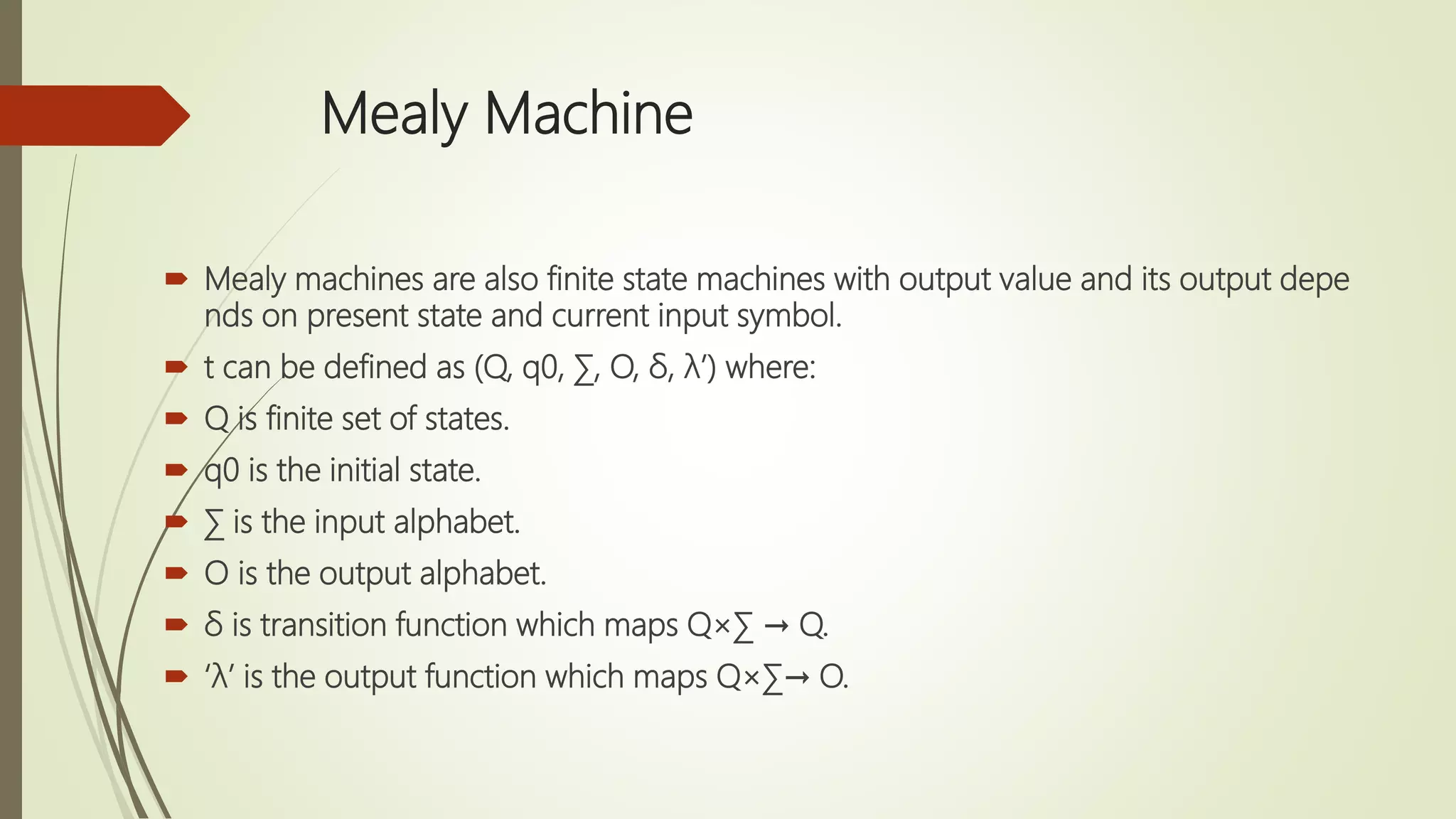 Moore and mealy machines | PPTX