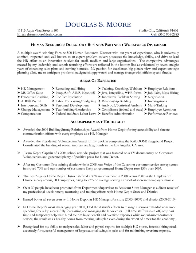 Moore, Douglas HR Director Resume 2010 | PDF