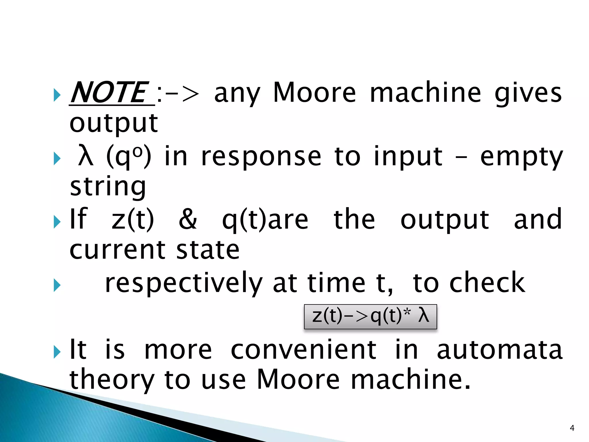 Moore machine (automata) | PPTX
