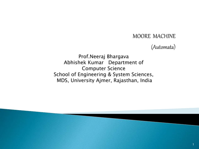 Moore machine (automata) | PPTX