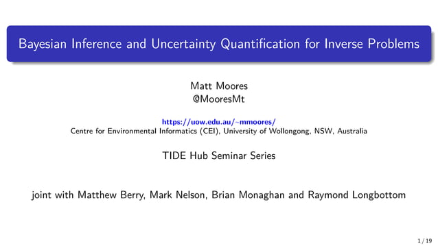 Bayesian Inference and Uncertainty Quantification for Inverse Problems ...