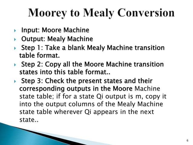Moorey to mealy conversion | PPTX