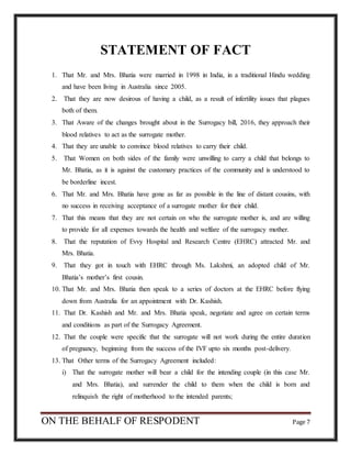 surrogacy bill 2016 Moot | DOCX