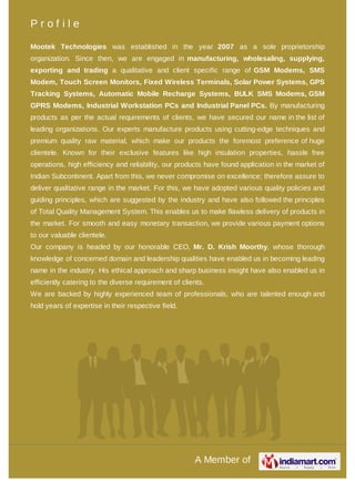 Mootek Technologies, Chennai, Industrial Panel PCs | PDF