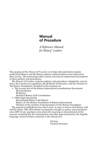 Rotary Manual of Procedures 2010-2013 | PDF