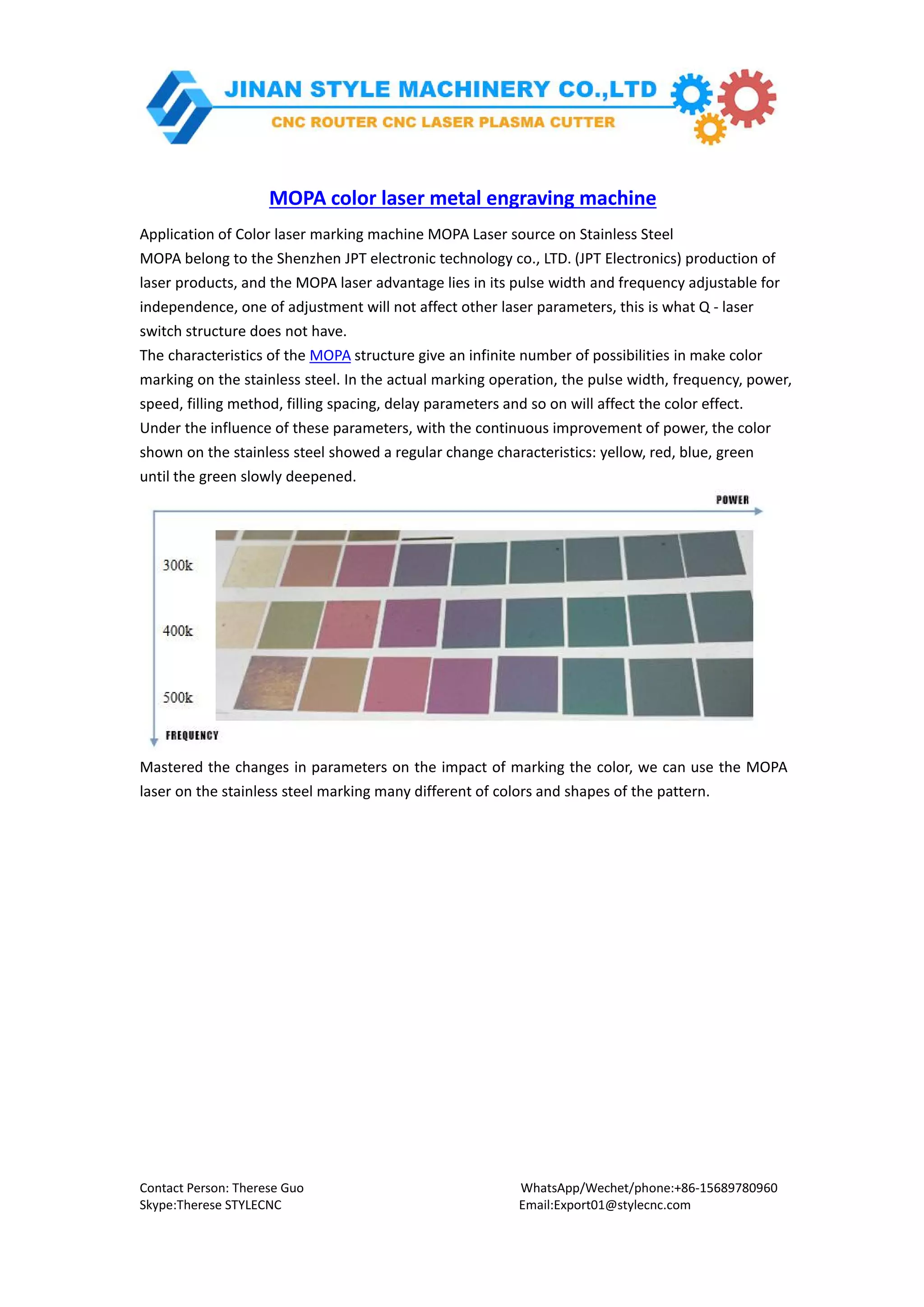 MOPA color laser metal engraving machine | PDF