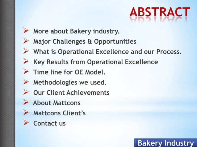 Mopex model for bakery industries | PPT