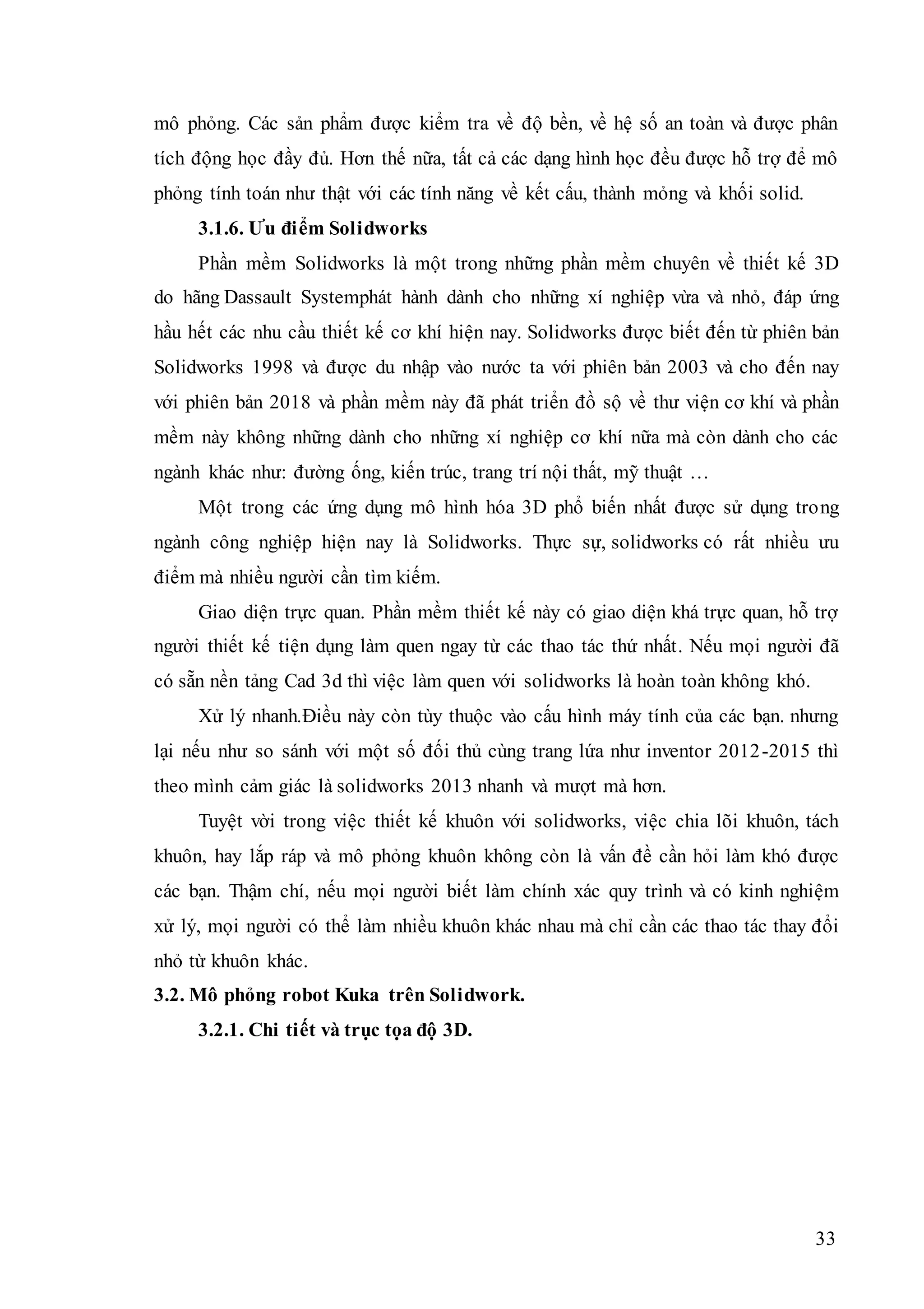 Đề tài: Thiết kế và mô hình hóa mô phỏng động học robot Kuka | DOC
