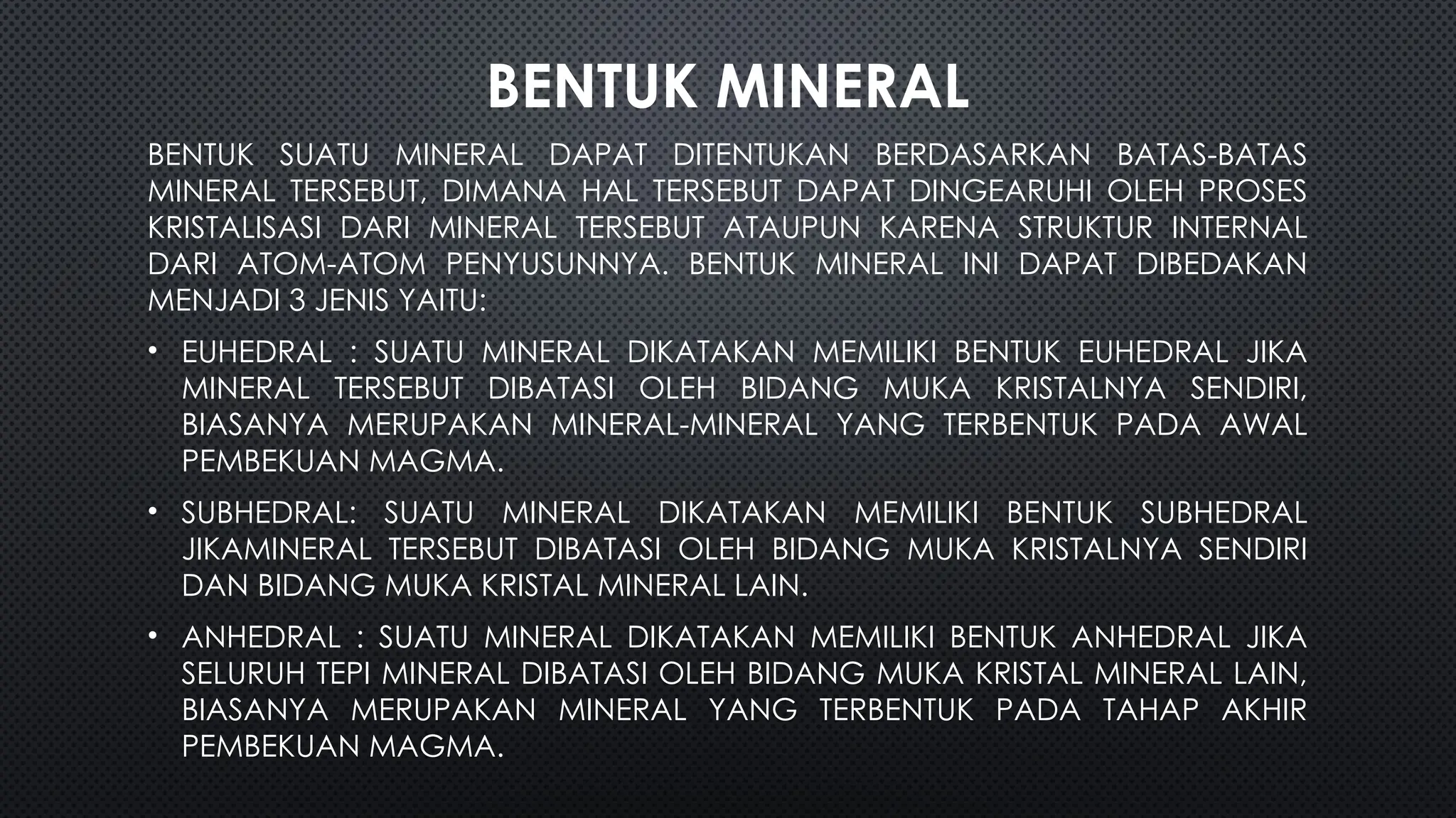 mendeskripsikan dan menentukan sifat optik mineral | PPTX