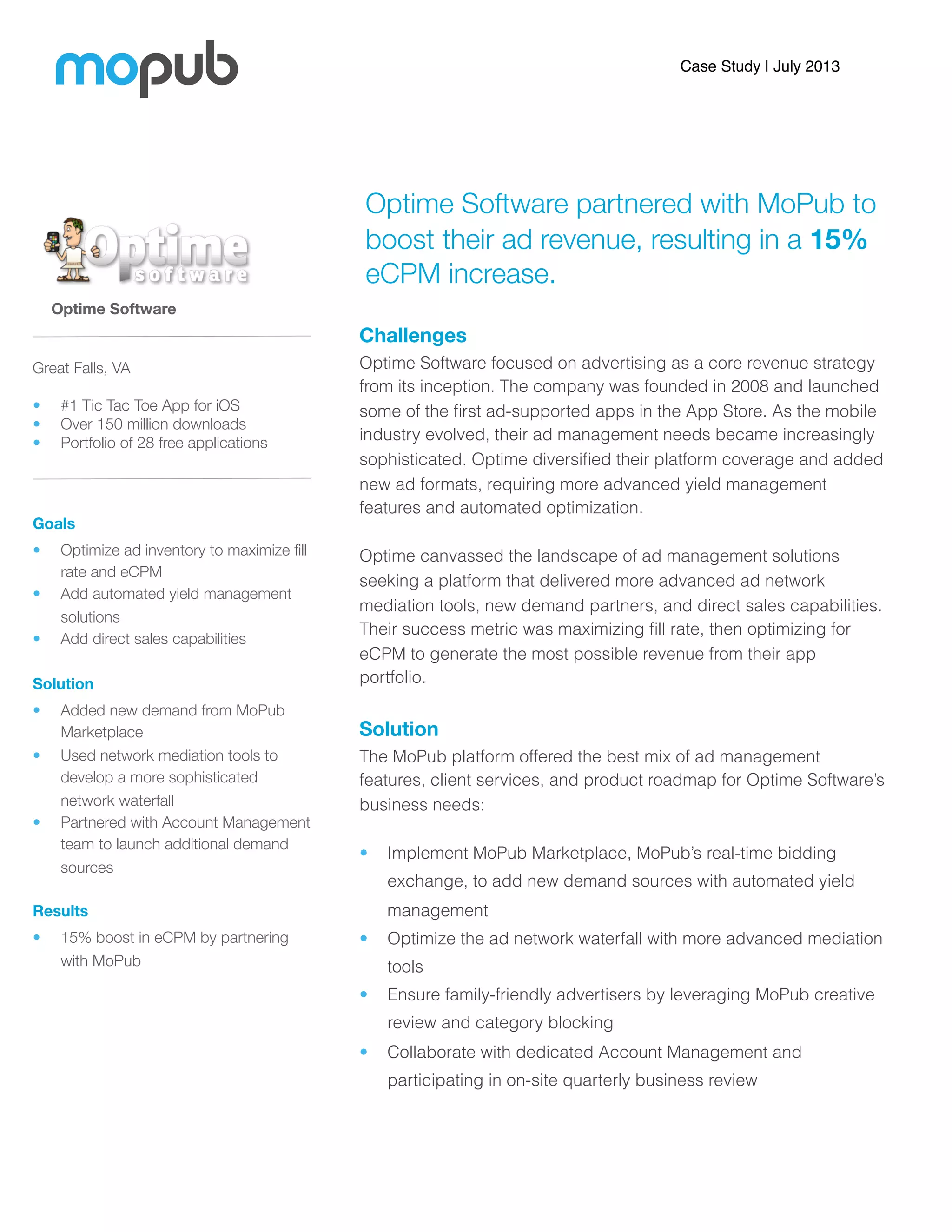 MoPub Case Study Optime Software | PDF