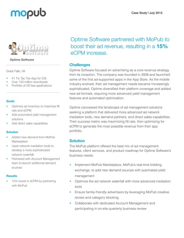 MoPub Case Study Optime Software | PDF
