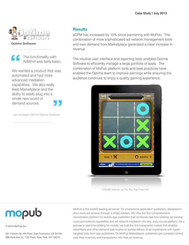 MoPub Case Study Optime Software | PDF