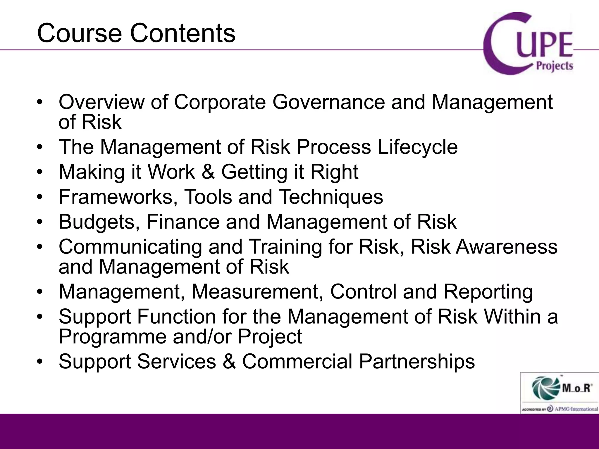 Management of Risk (MoR) | PPTX