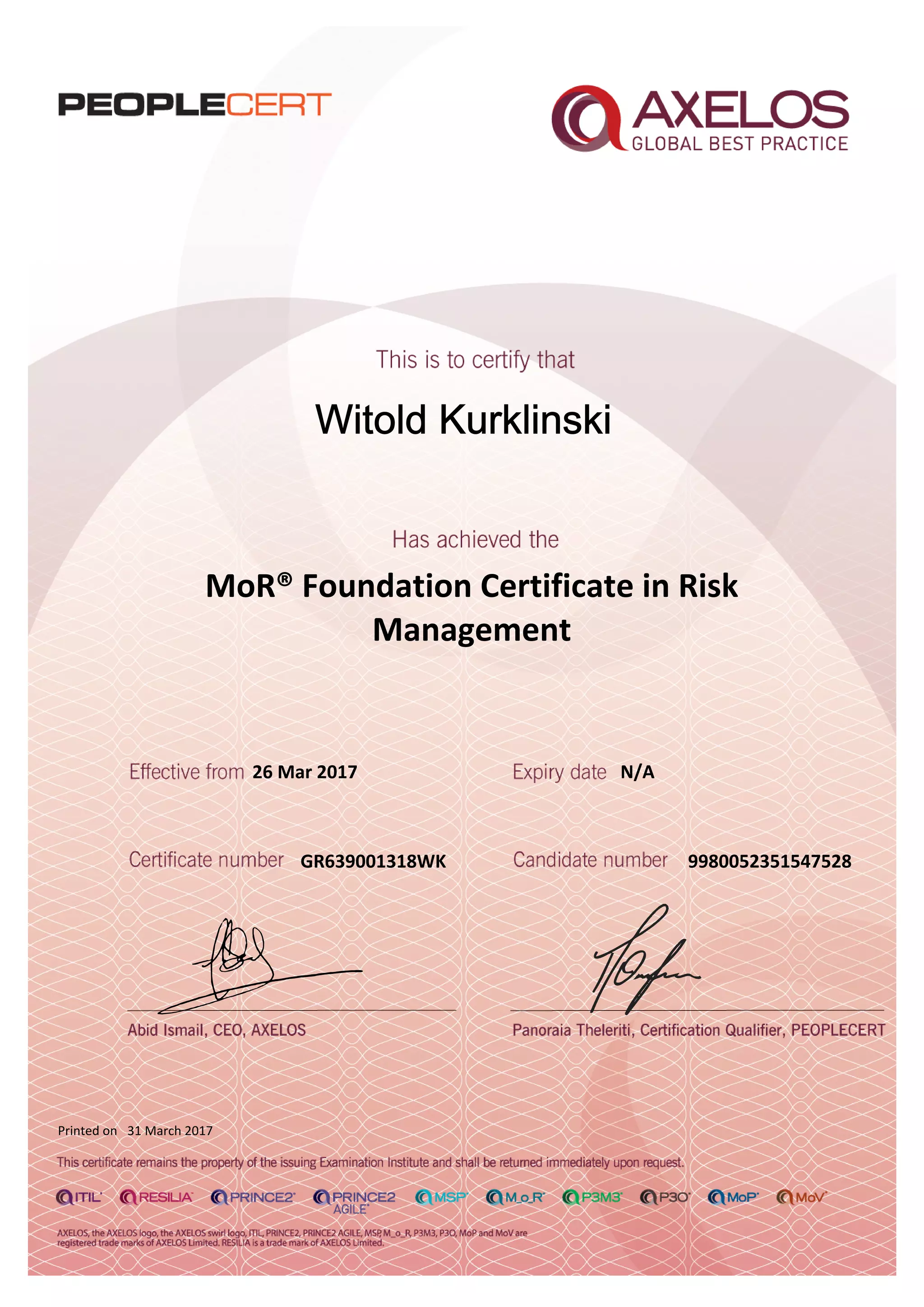 MoR® Certification | PDF