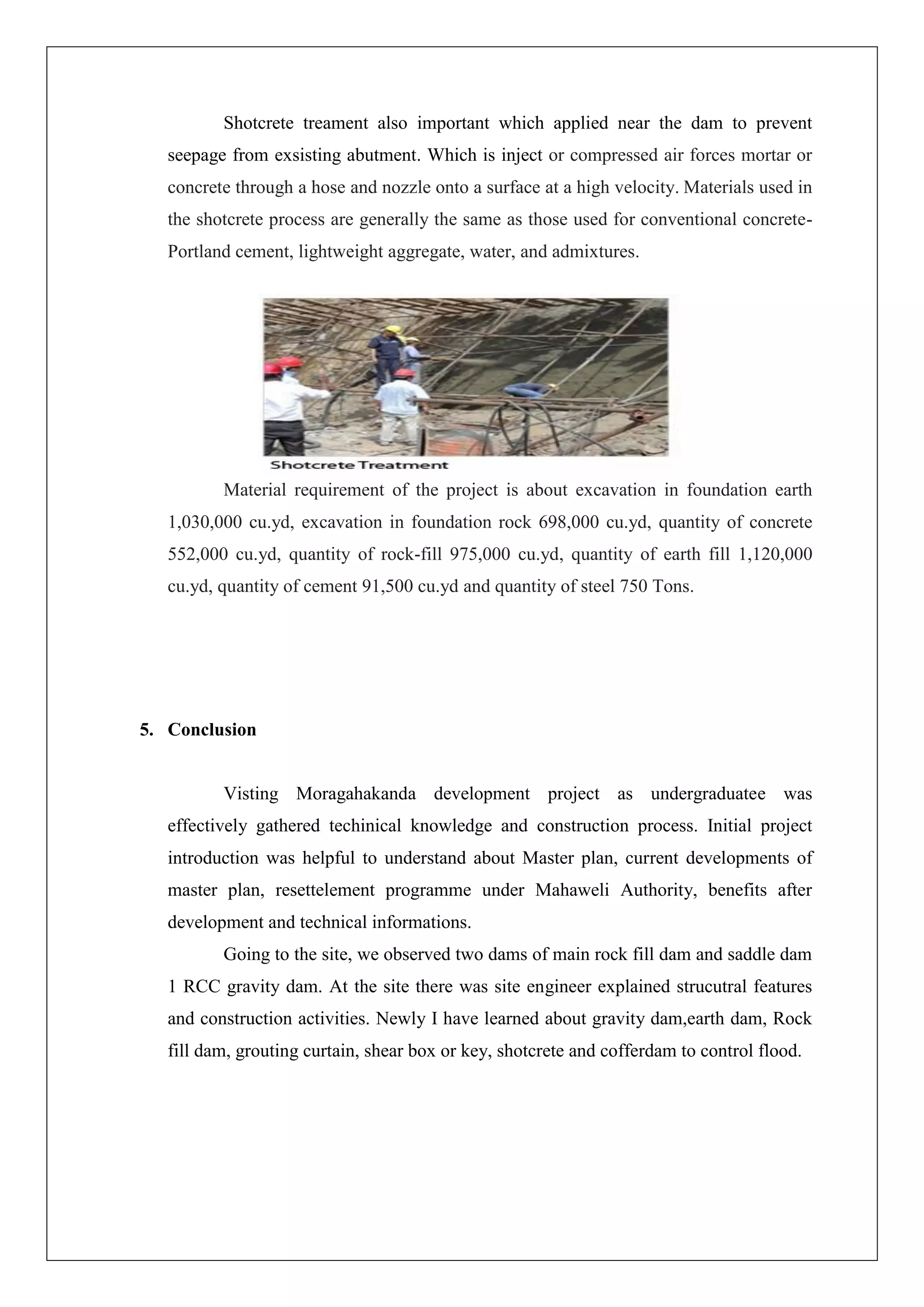 Field visit report of Moragahakanda reservoir project | PDF