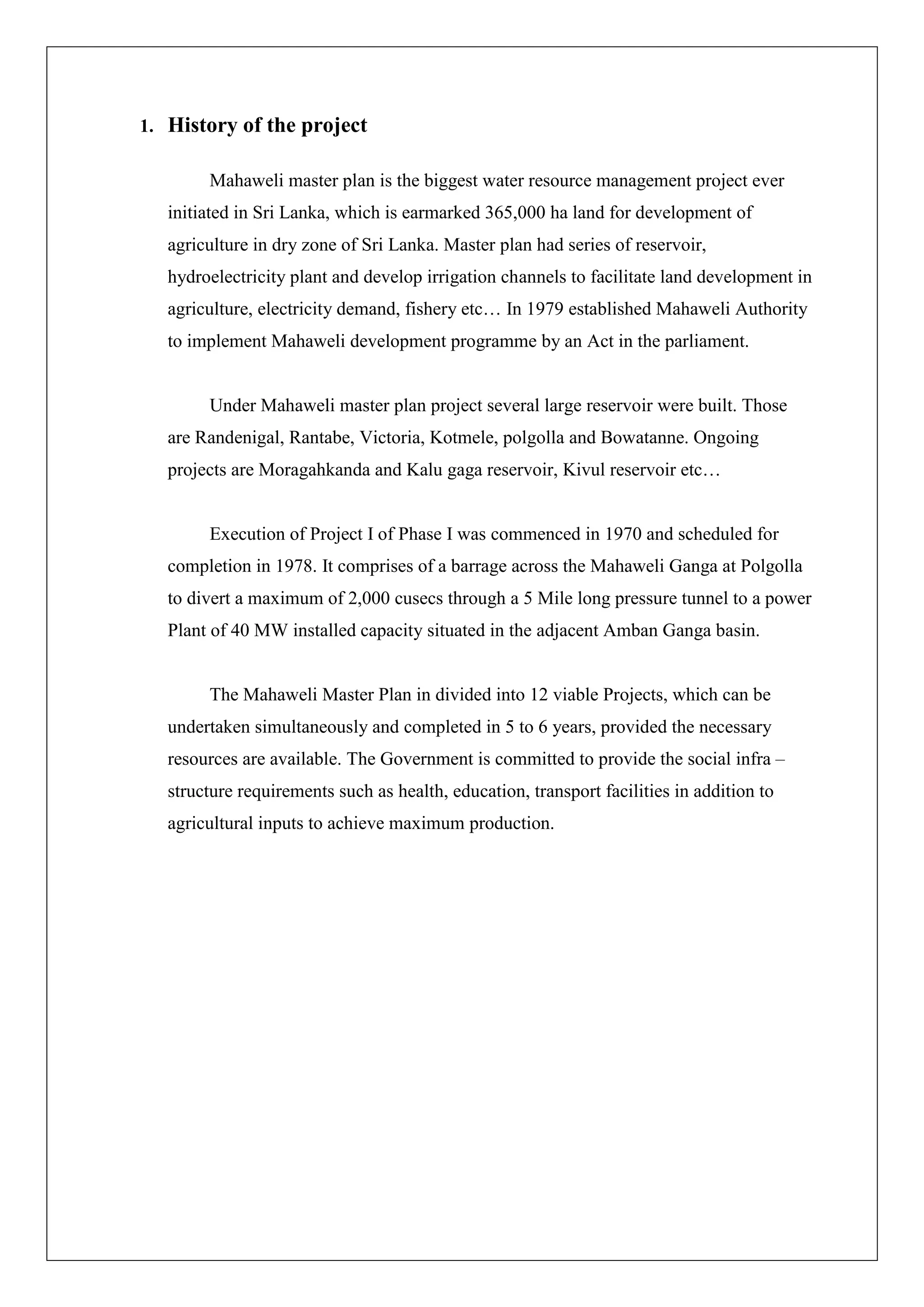 Field visit report of Moragahakanda reservoir project | PDF