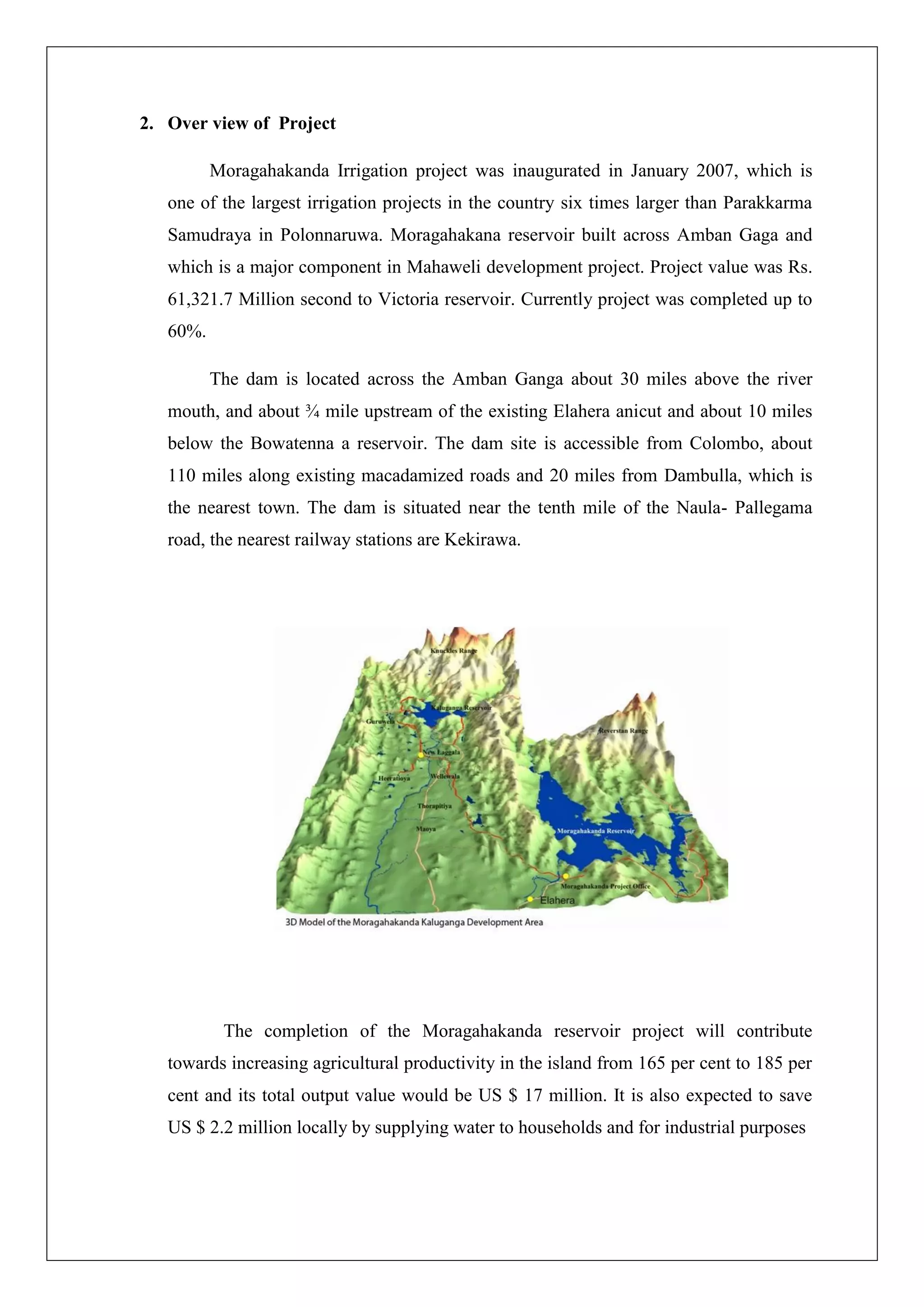 Field visit report of Moragahakanda reservoir project | PDF