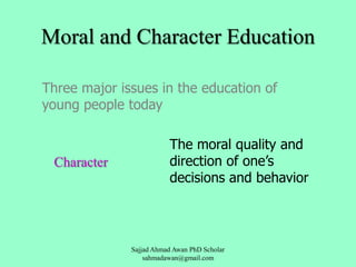 Moral and character education by sajjad awan | PPTX | Secondary ...