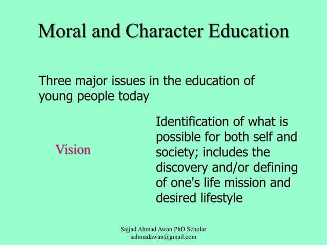 Moral and character education by Sajjad Awan | PPTX
