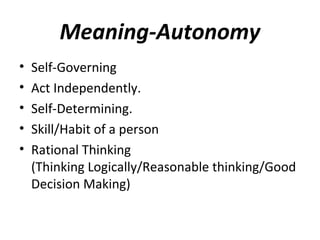 Moral autonomy & consensus &controversy | PPT