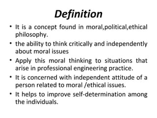 Moral autonomy & consensus &controversy | PPT