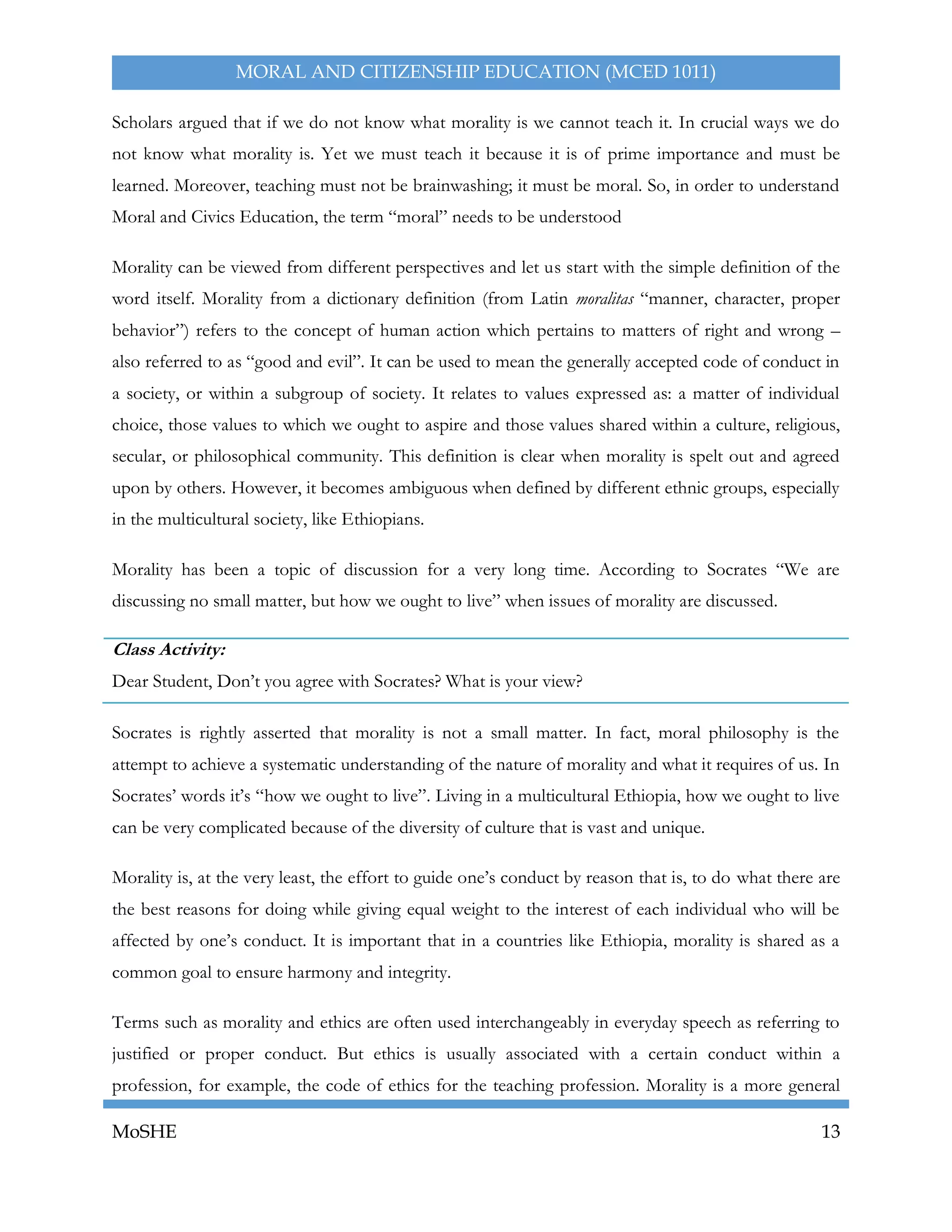 moral & civic education.pdf | Education