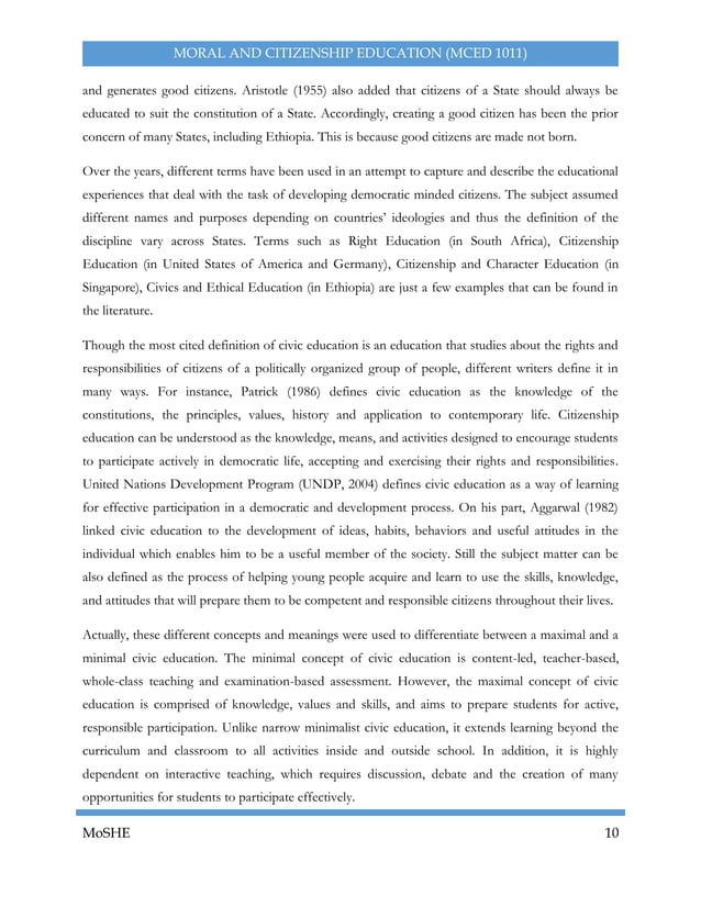 Moral Civic Education Pdf Education