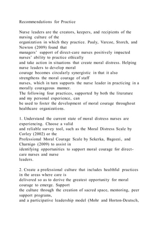 Moral courage and the nurse leader cole edmonson, ms, rn | PDF