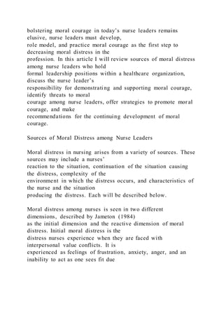 Moral courage and the nurse leader cole edmonson, ms, rn | PDF | Free ...