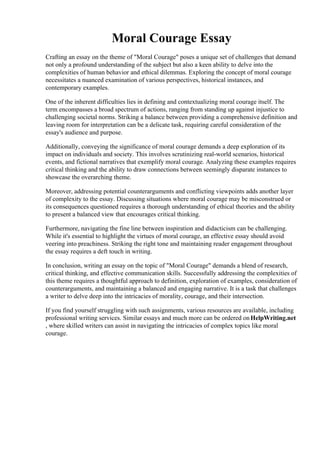 Moral Courage Essay | PDF