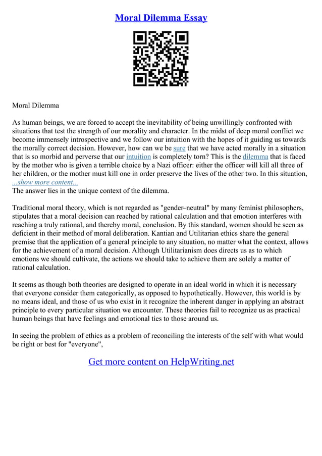 Moral Dilemma Essay | PDF