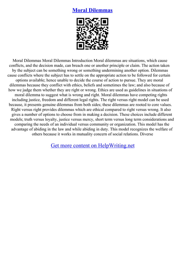 Moral Dilemma Essay | PDF