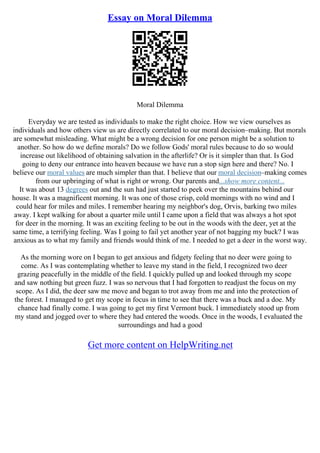 Moral Dilemma Essay | PDF
