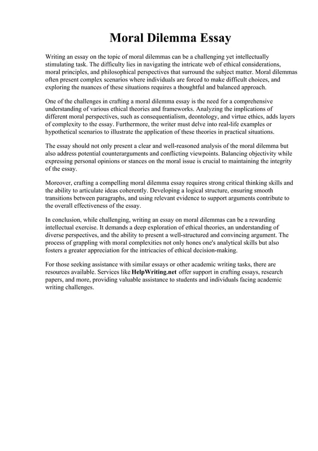 Moral Dilemma Essay | PDF